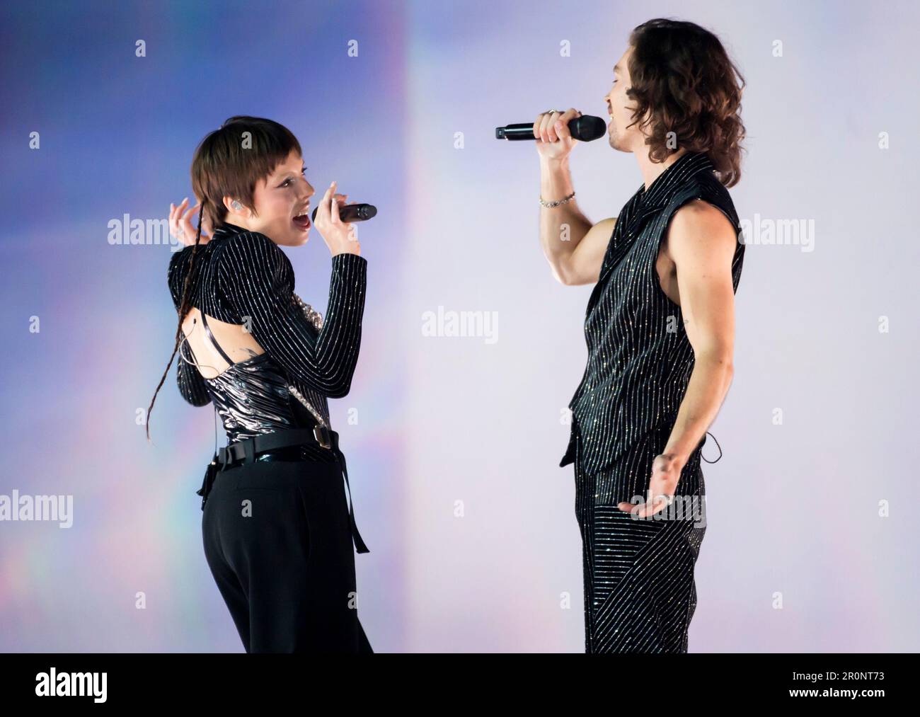 Liverpool, UK. May 8, 2023. Mia Nicolai and Dion Cooper rehearsing for ...