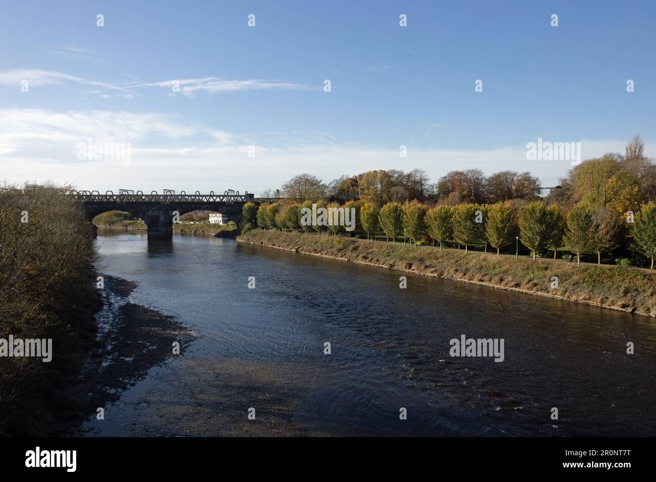 Railway Bridge now footpath crossing the River Ribble at Preston ...