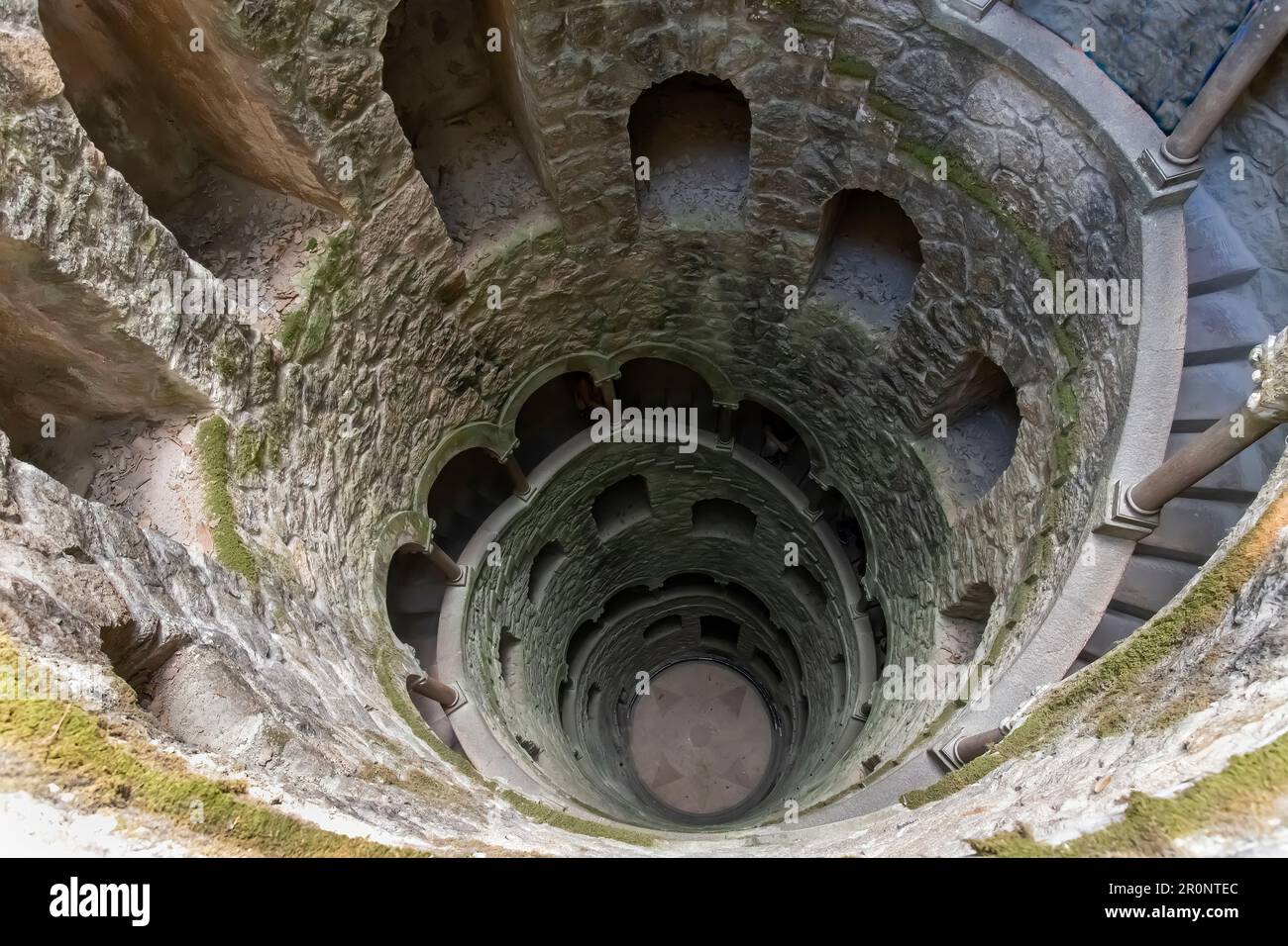 Birds eye view from the top of the well with stairs located in the ...
