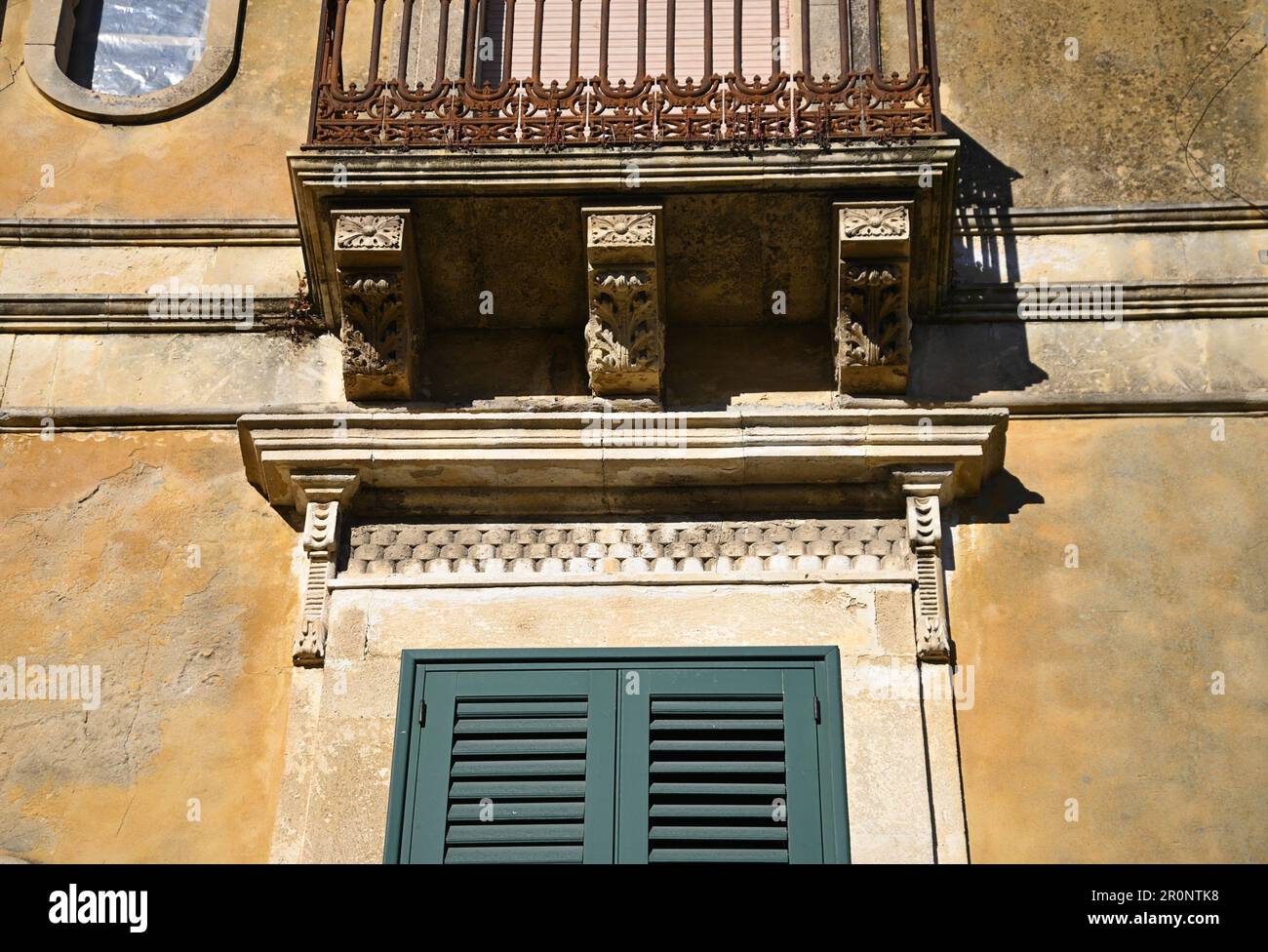 Old Neoclassical building facade in Pachino, Sicily Italy Stock Photo ...