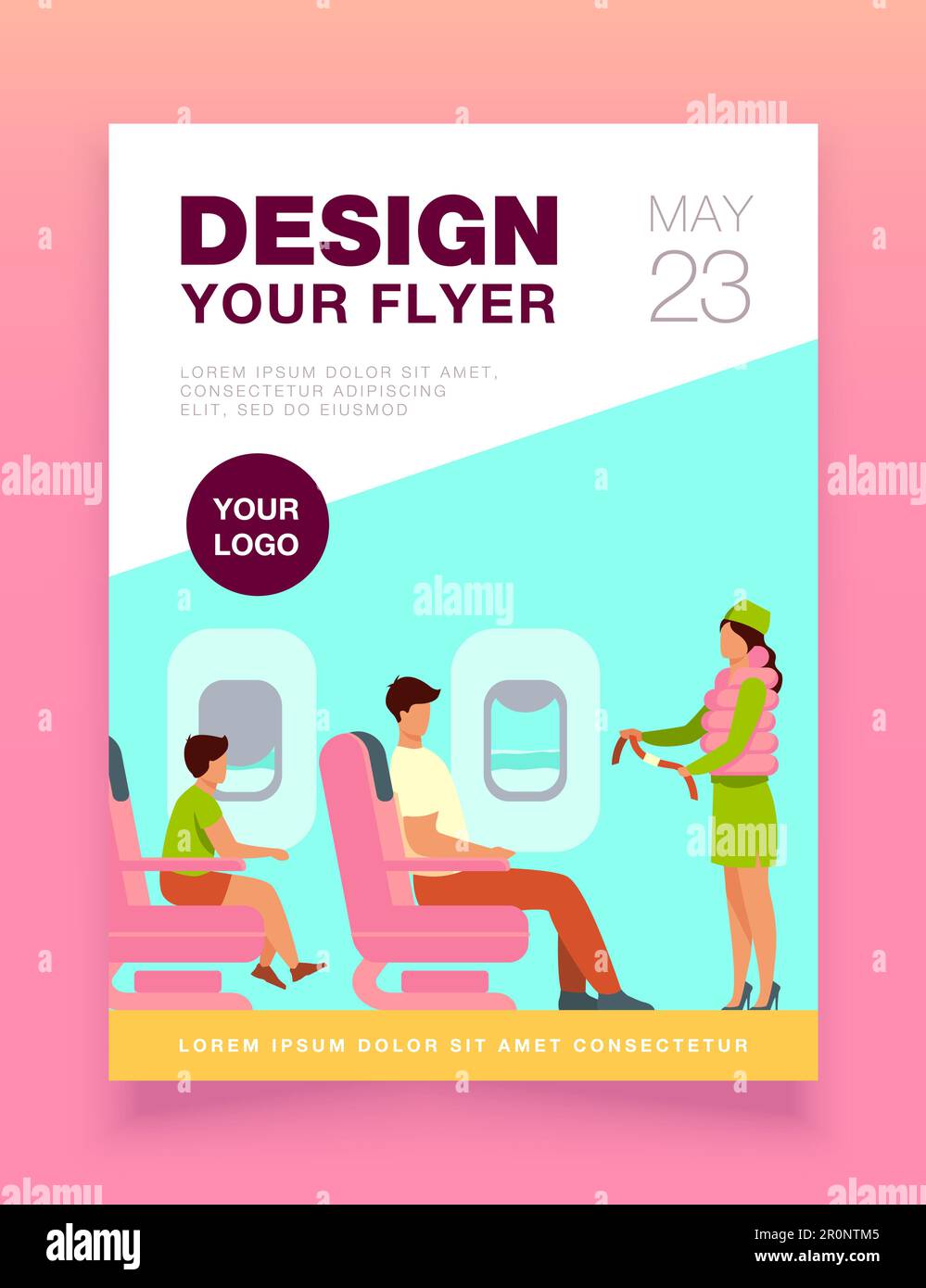 Flight attendant explaining safety instructions Stock Vector Image ...