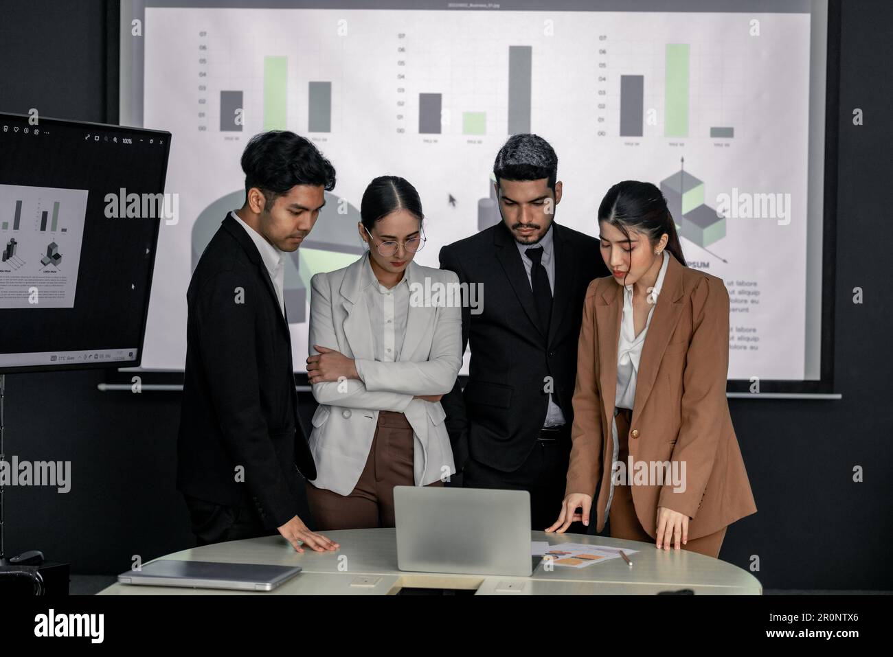 Financial advisors collaborate to assess a company's financial ...