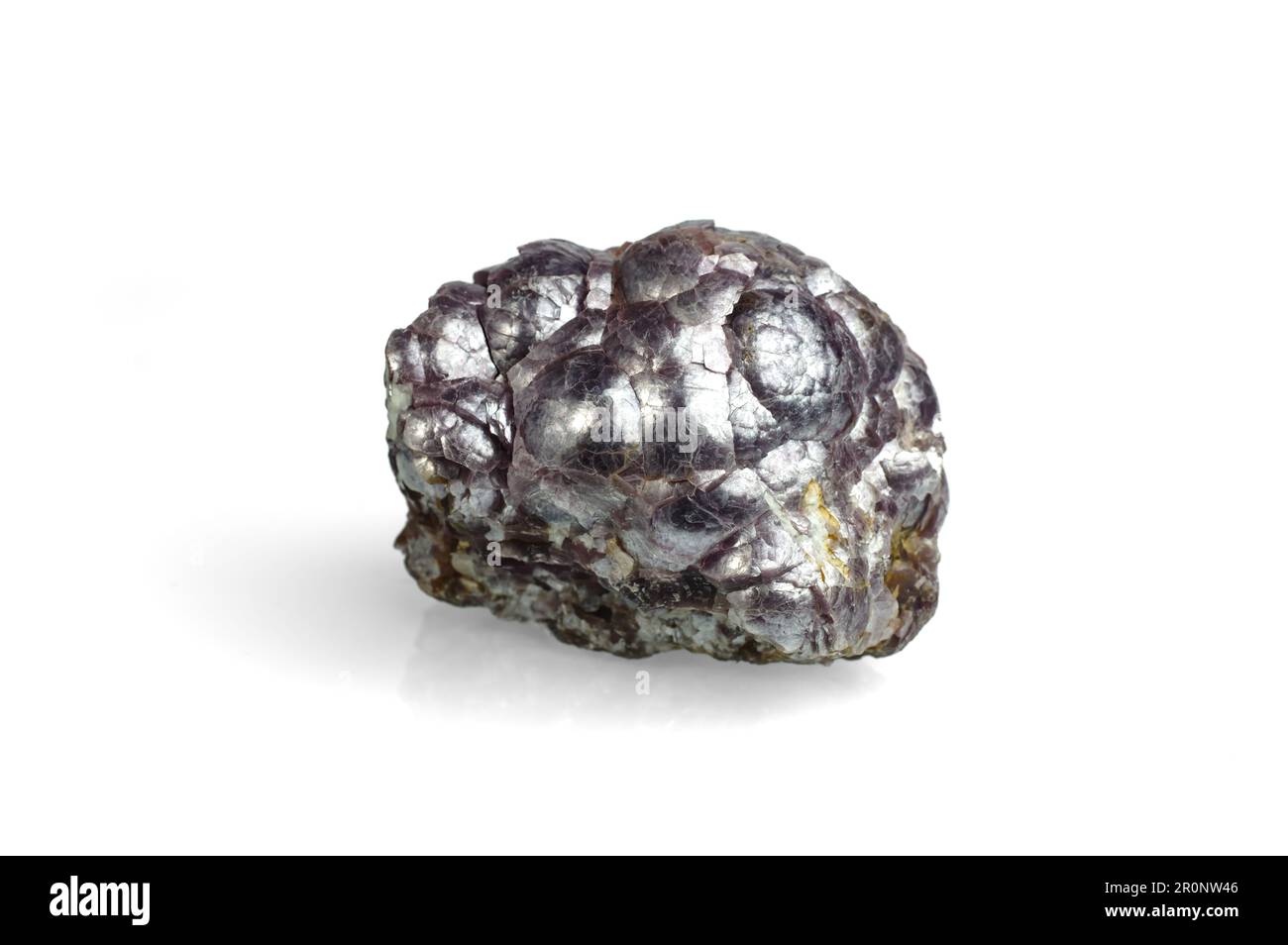 Botryoidal lepidolite isolated on white blackground. macro detail ...