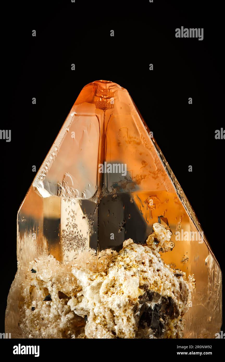 imperial topaz crystal macro detail texture background. close-up raw ...