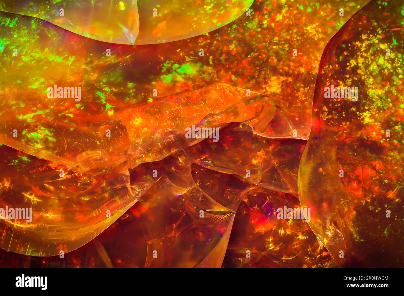 fire opal play-of-color. macro detail texture background. close-up raw ...