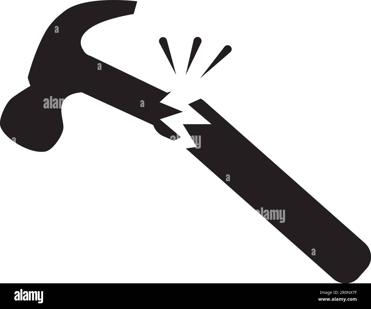 broken hammer icon on white background. broken equipment sign. flat ...