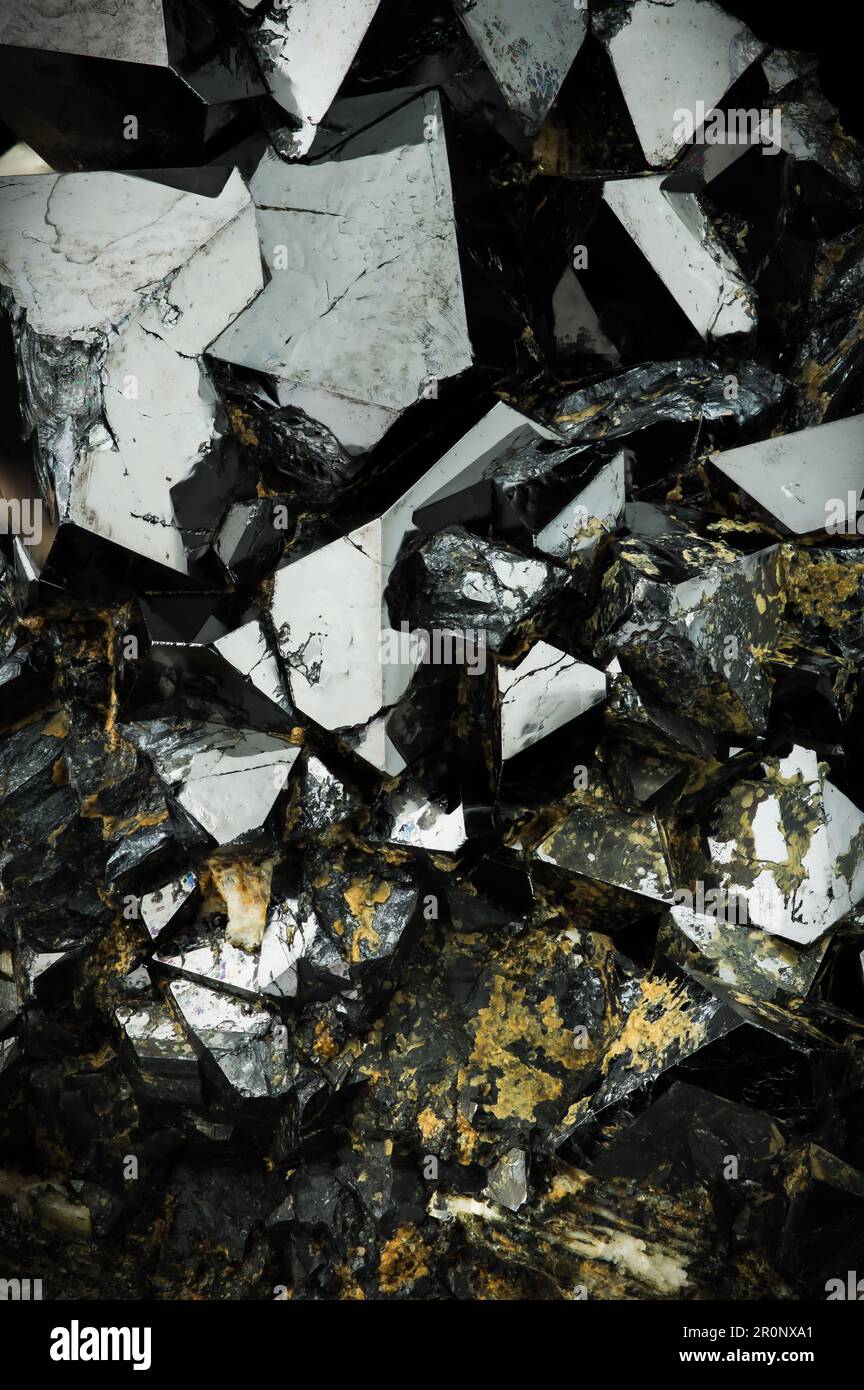 Magnetite (natural magnet, iron ore). macro detail texture background ...