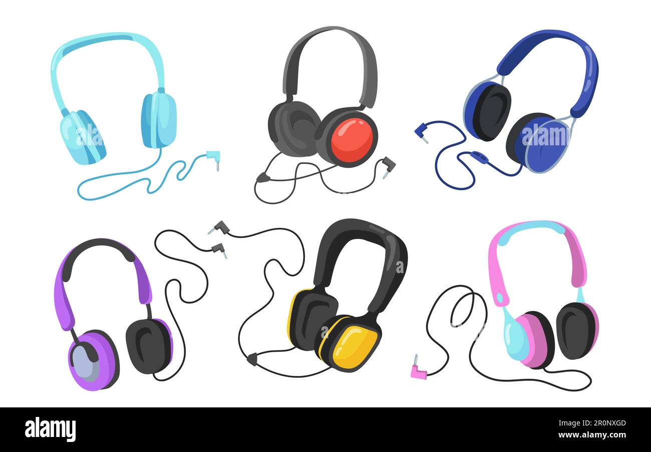 Modern headphones flat illustration set Stock Vector Image & Art - Alamy