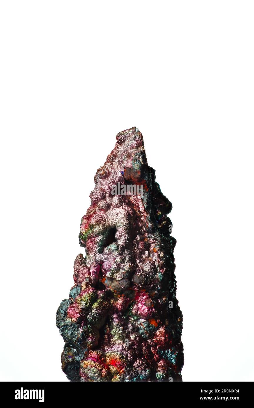 Iridescent goethite from spain isolated on white background. macro ...