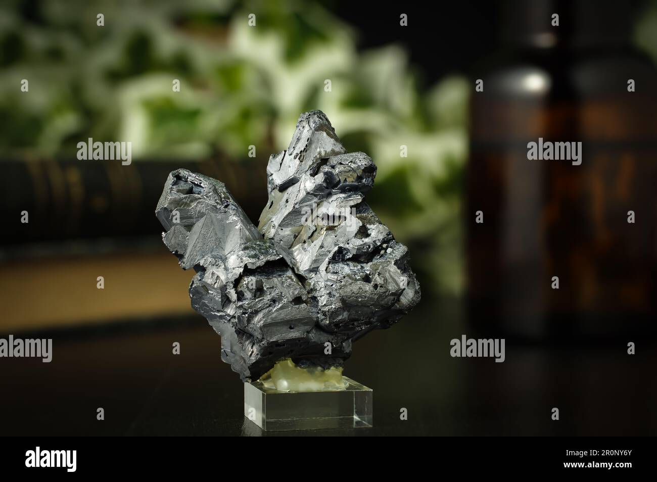 galena crystals on table. macro detail texture background. close-up raw ...