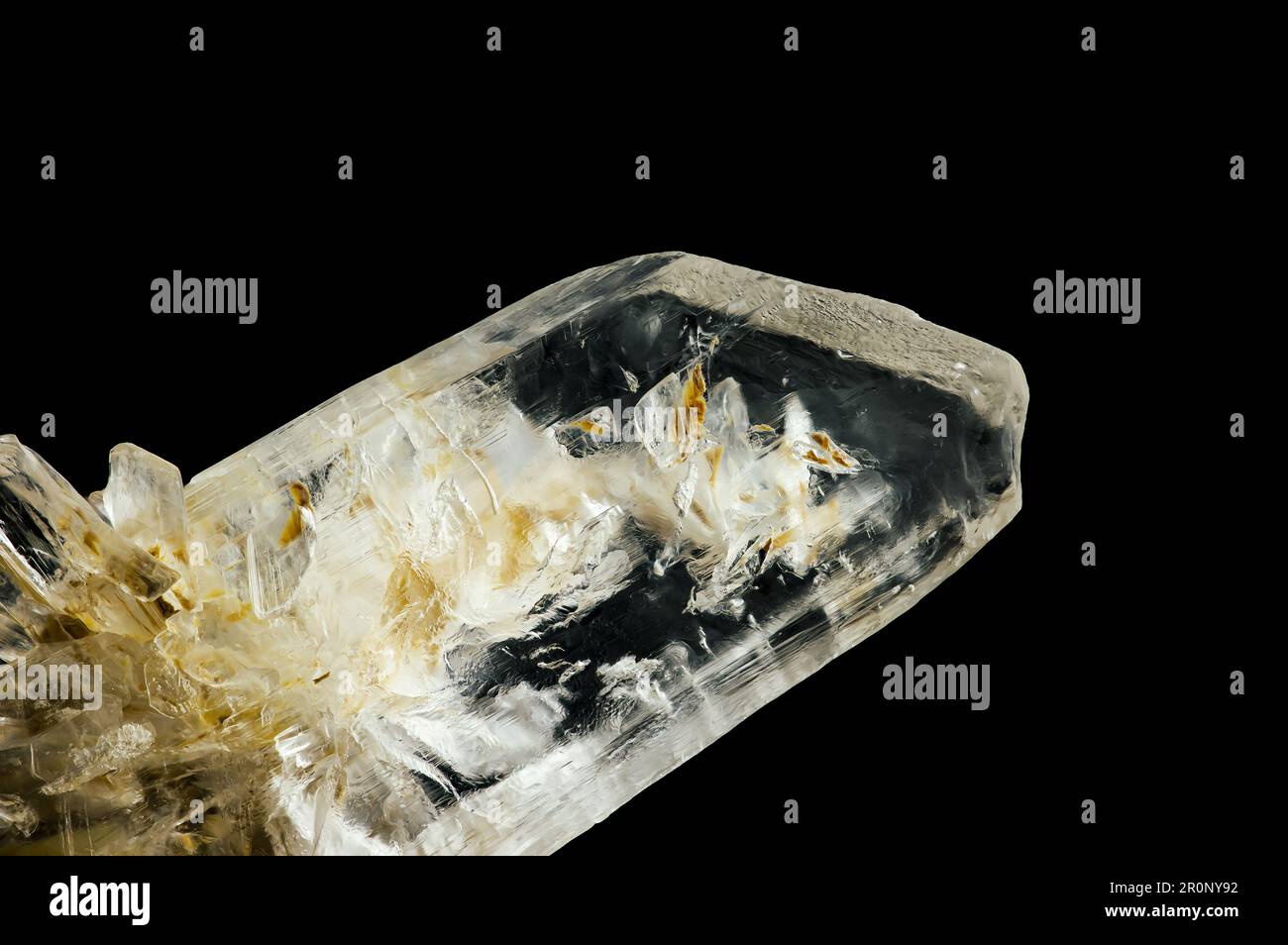 Selenite (gypsum) with inclusion. macro detail texture background ...