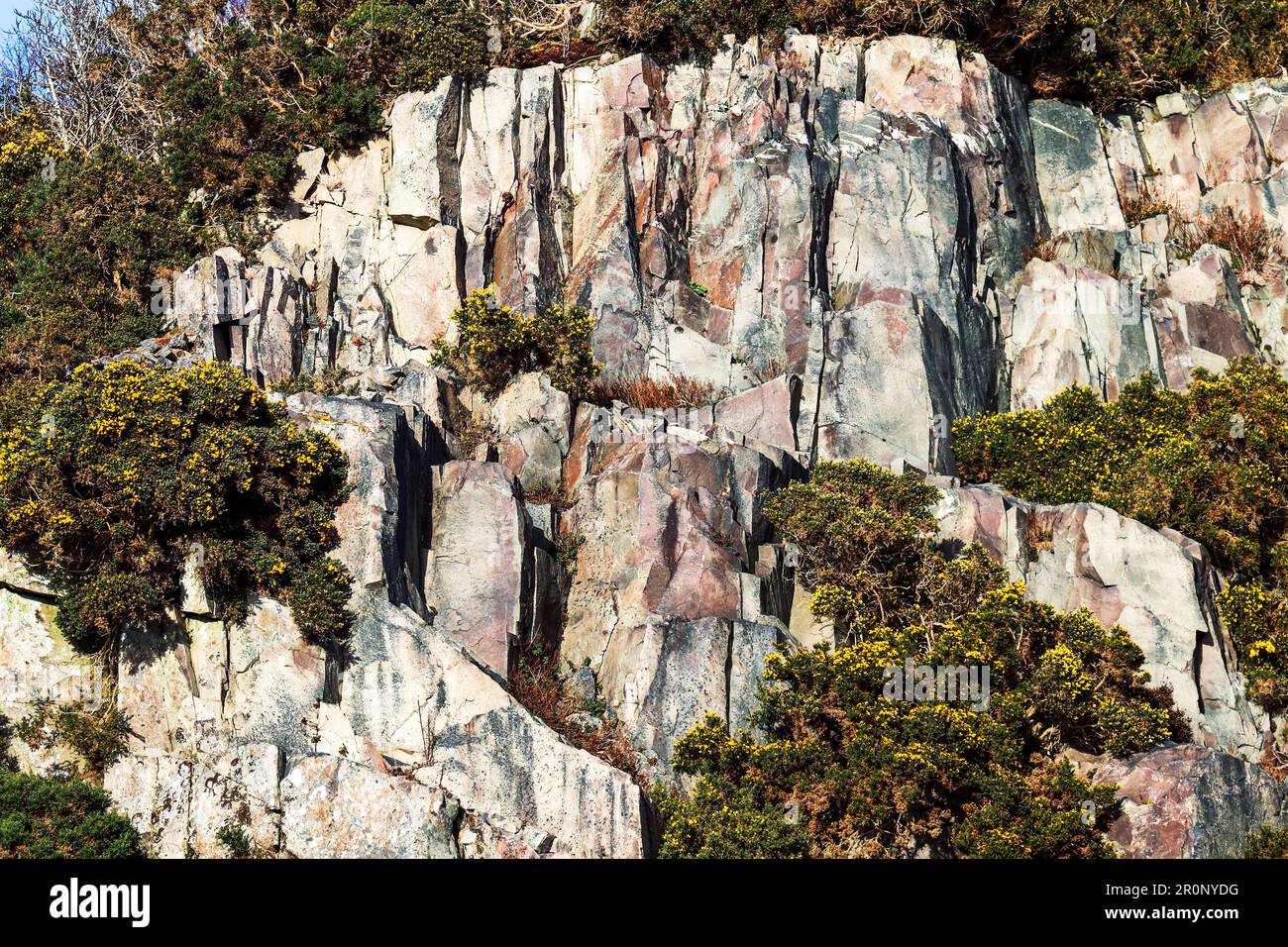 A scenic view of rocky mountains covered with greenery at Kyle of ...