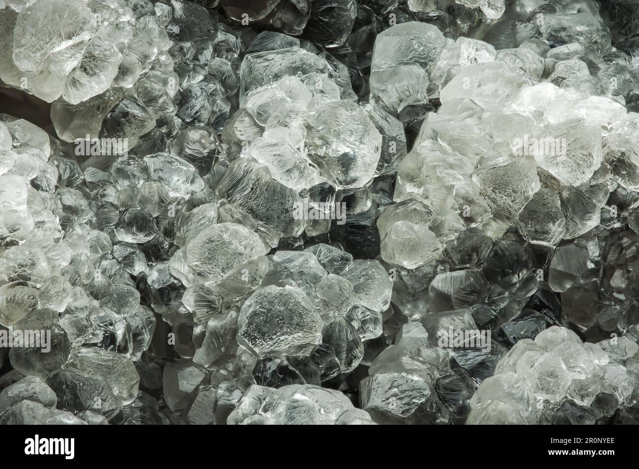 calcite clear crystal cluster. macro detail texture background. close ...