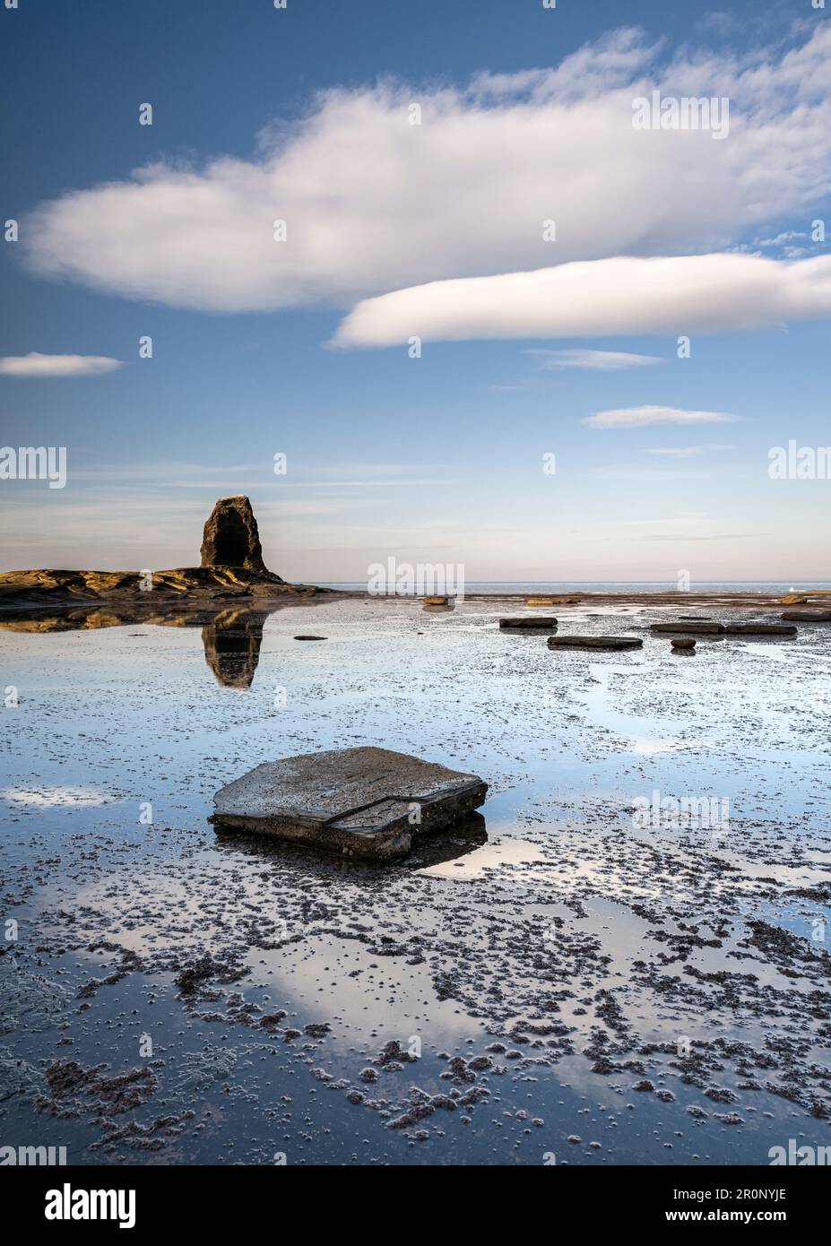 Reflections in the water at Saltwick Bay, Whitby Stock Photo - Alamy
