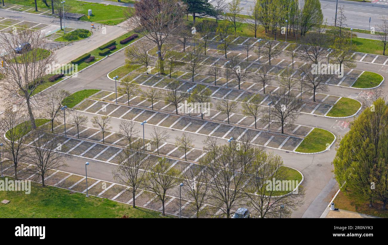 Empty Parking Lot Free Space at Spring Day Aerial View Stock Photo - Alamy