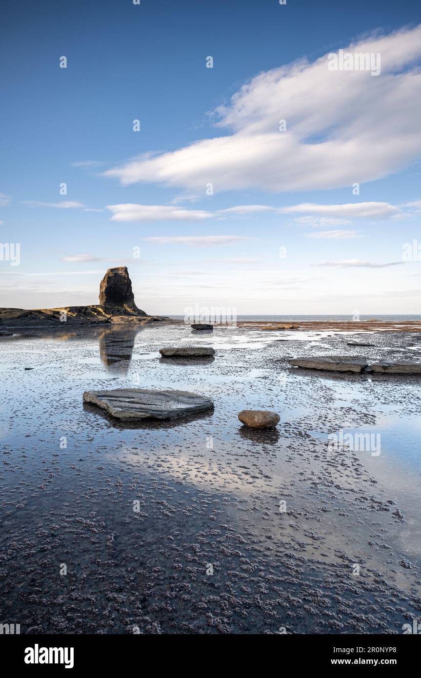 Reflections in the water at Saltwick Bay, Whitby Stock Photo - Alamy