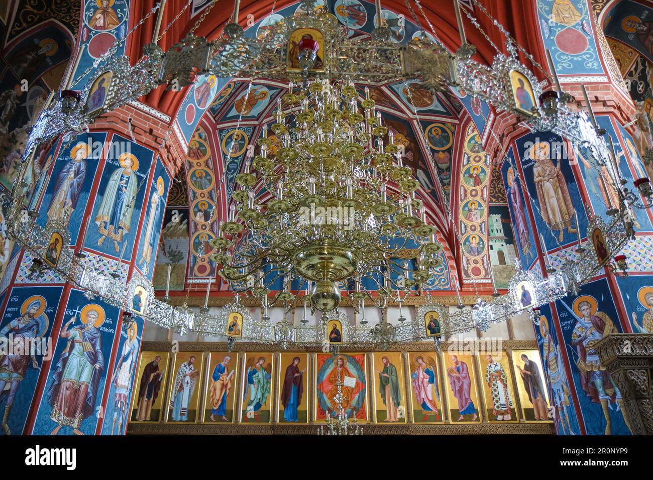 Chandelier inside Suprasl Lavra Eastern Orthodox Christian men's monastery in Poland from XVI-th ...
