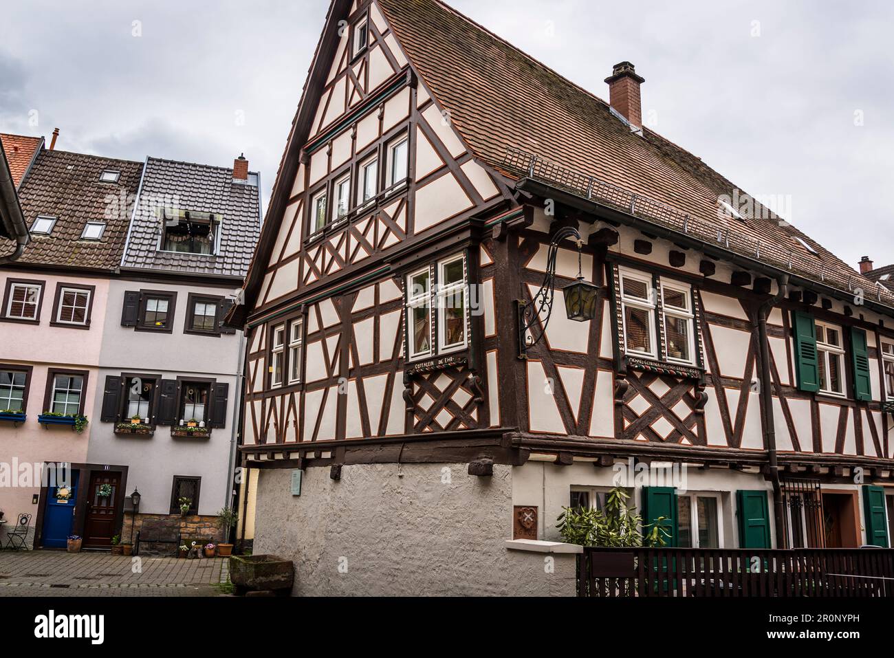 Old traditional medieval architecture with exposed beams, Weinheim ...