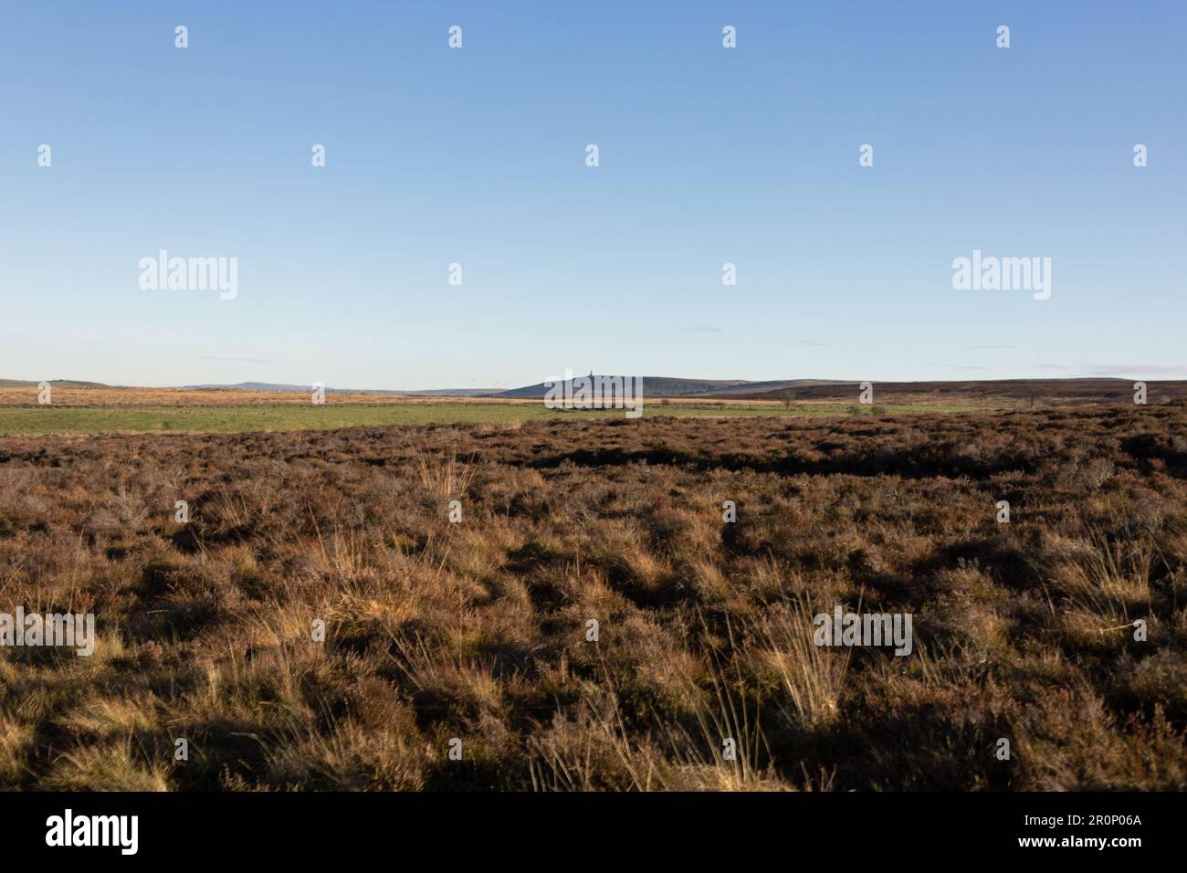 Darwen Tower and Darwen Hill viewed from Wheelton Moor on a winter day ...