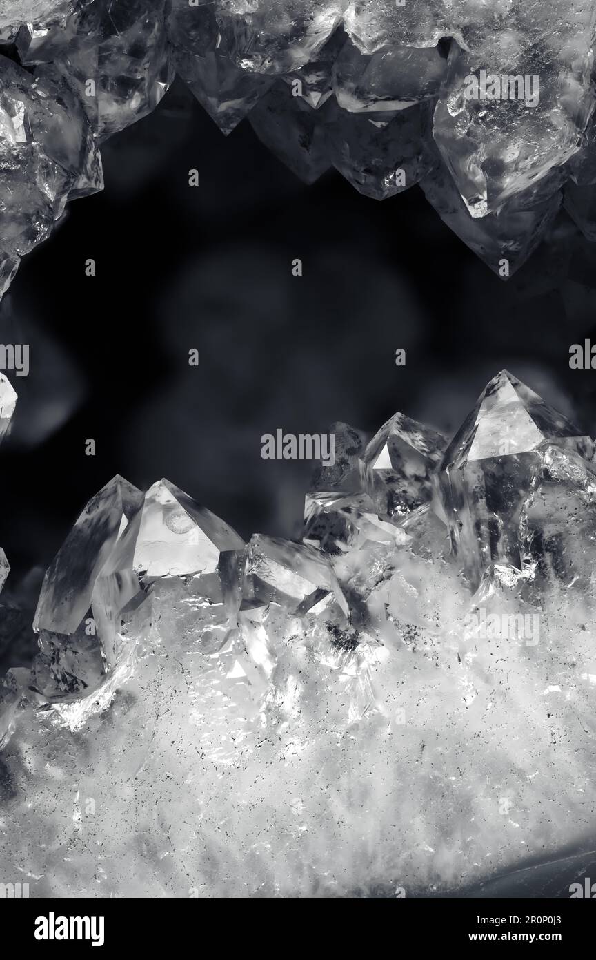 quartz geode macro detail texture background. close-up raw rough ...