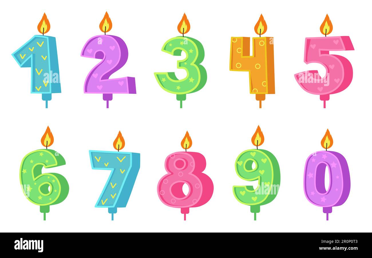 Birthday cake six candles Stock Vector Images - Alamy