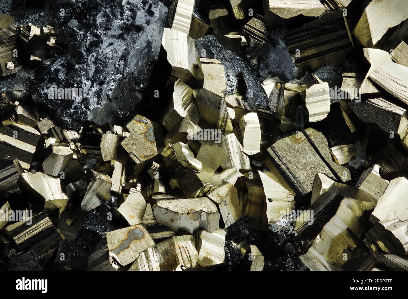 pyrite on galena macro detail texture background. close-up raw rough unpolished semi-precious ...