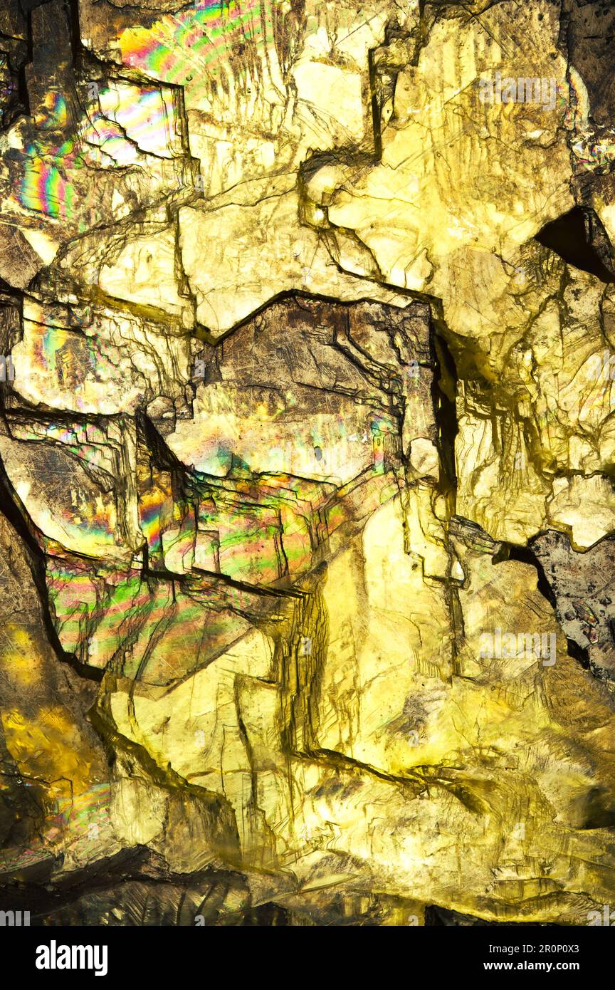 Sphalerite yellow crystal (cleiophane) macro detail texture background ...