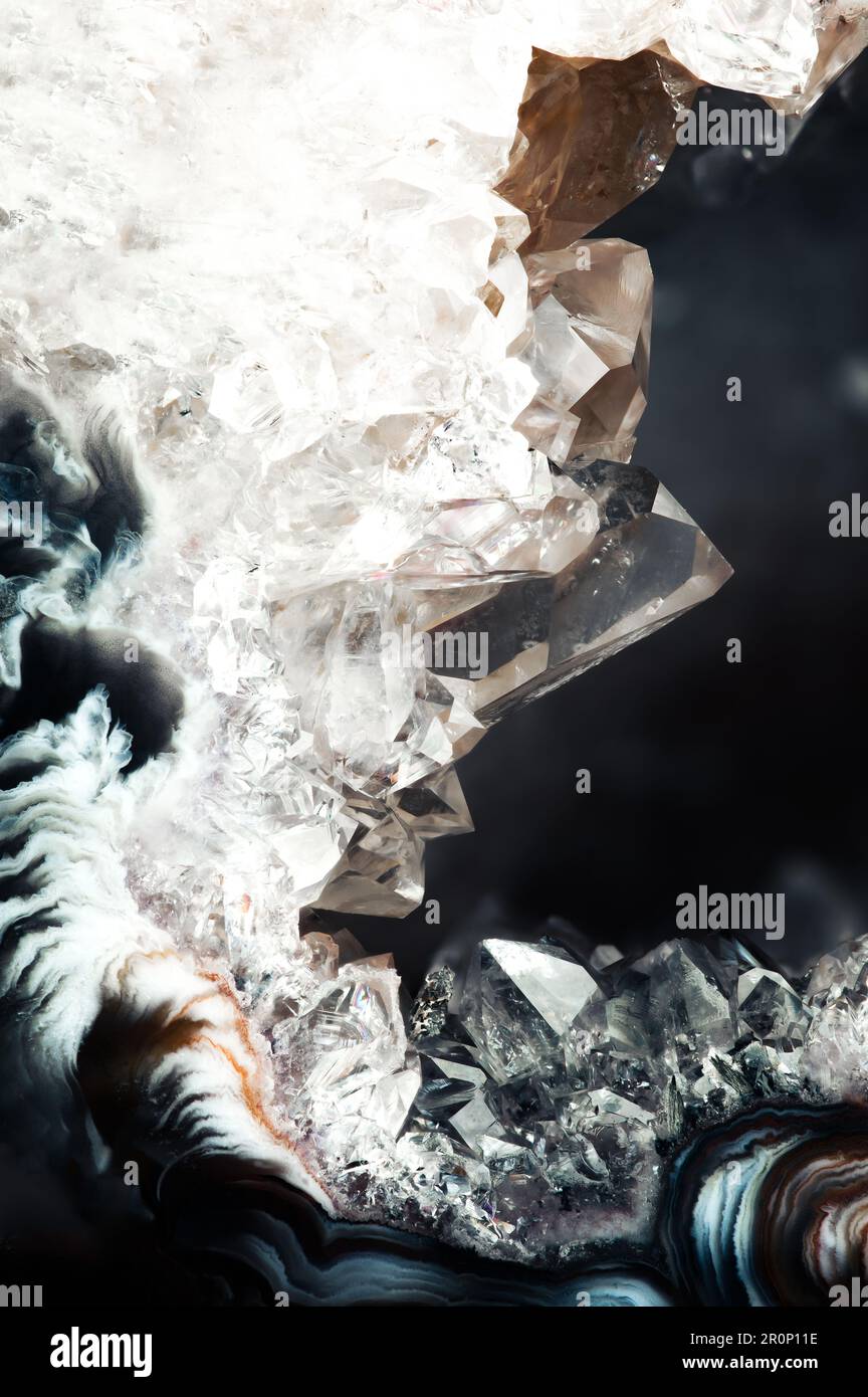 quartz geode macro detail texture background. close-up raw rough ...