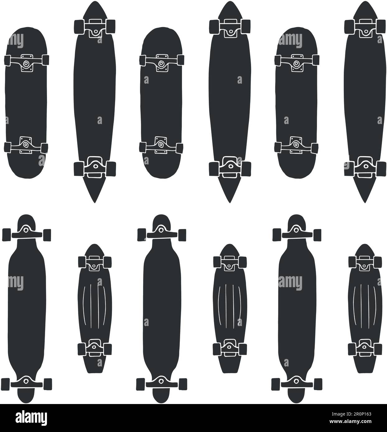 Vector seamless pattern of hand drawn doodle sketch black skateboards ...