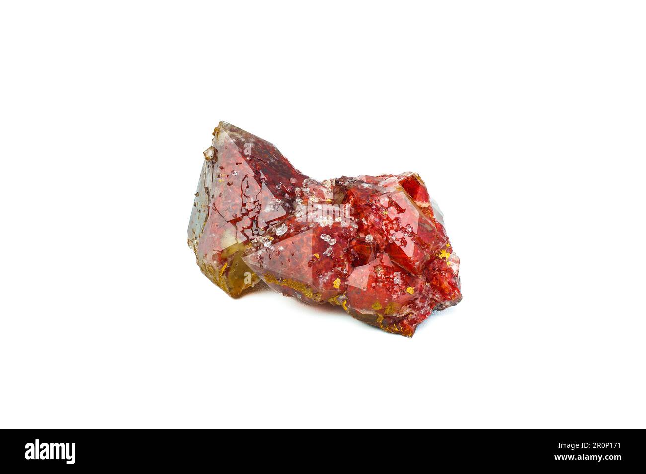 Hematoid quartz (quartz with hematite inside) macro detail white ...