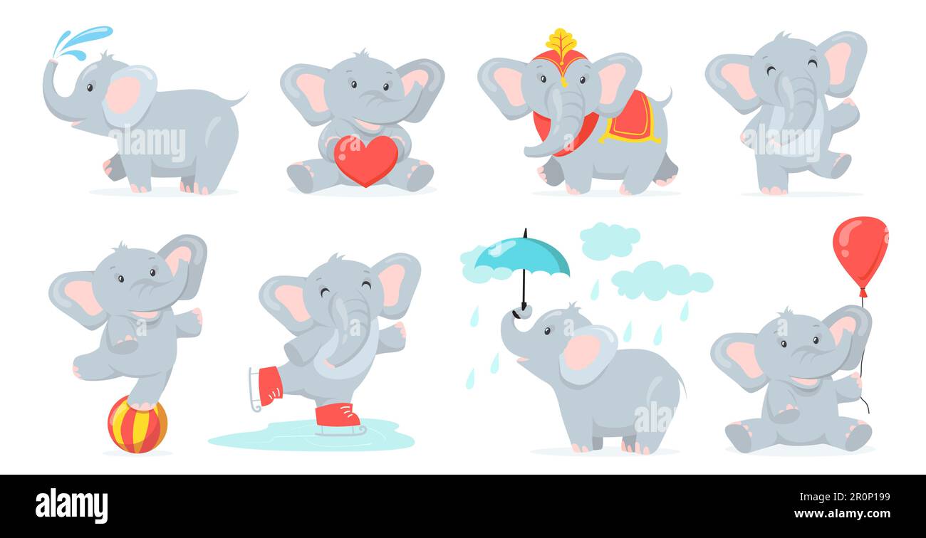 Cute baby elephant set Stock Vector Image & Art - Alamy