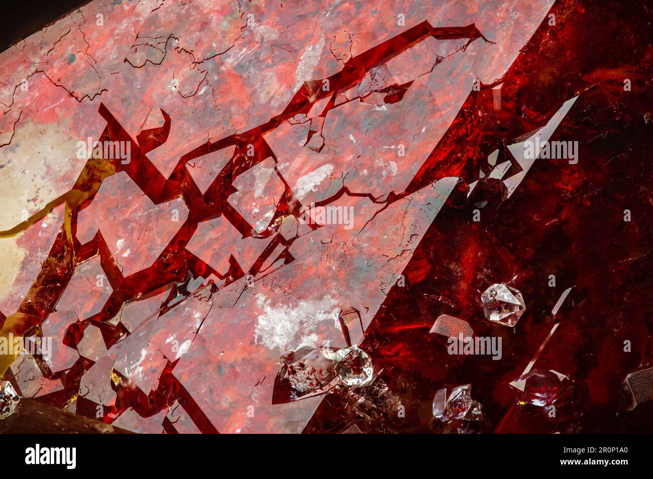 Hematoid quartz (quartz with hematite inside) macro detail texture ...