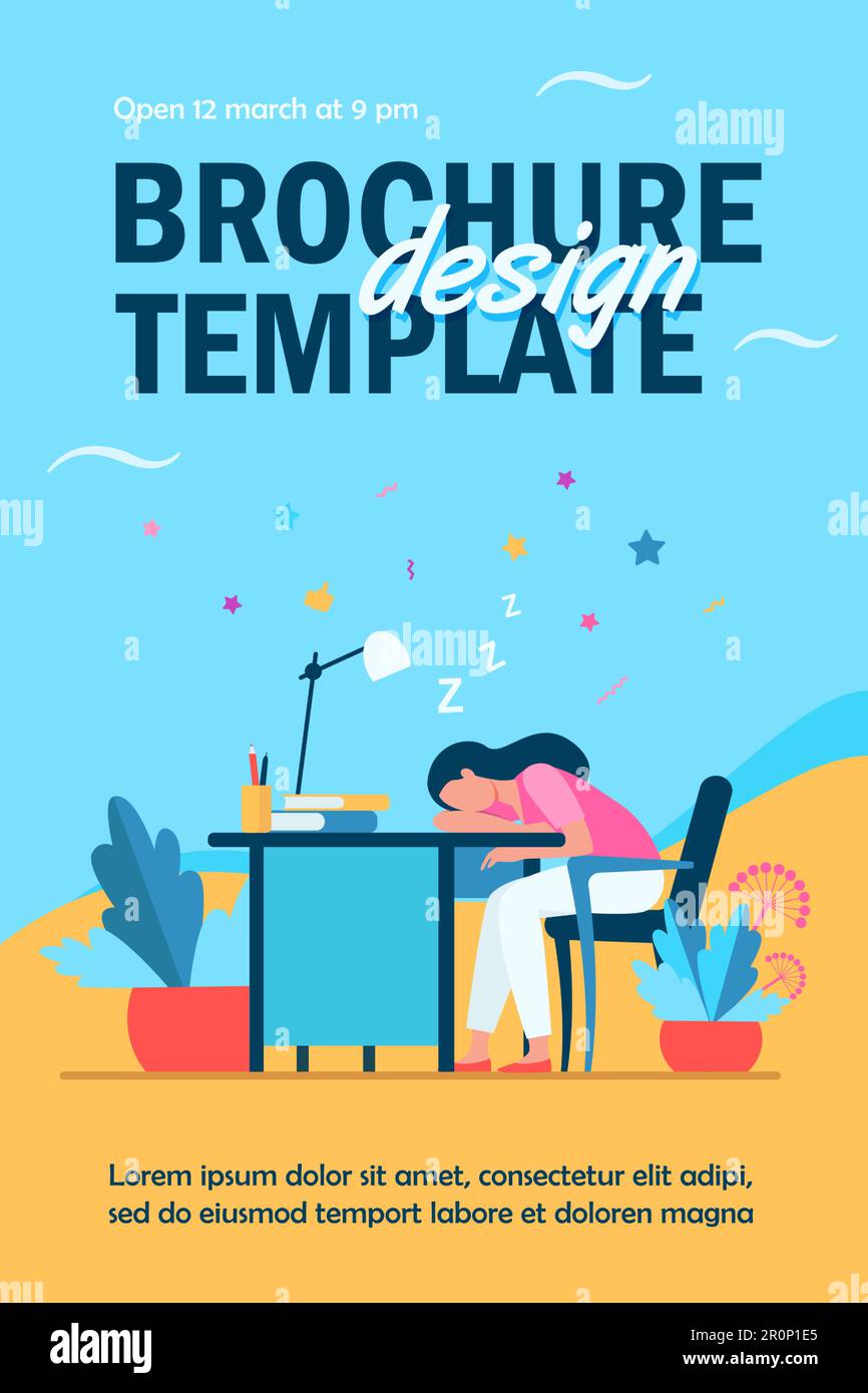 Tired woman sleeping desk Stock Vector Images - Alamy