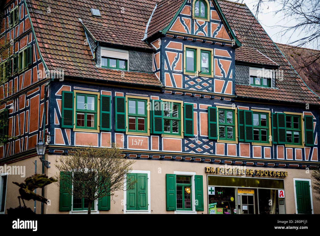 Architectural detail of the old traditional medieval house with exposed ...