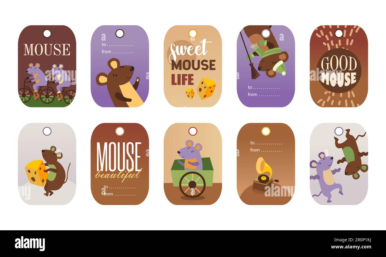 Stylish special tag designs with cute mice for store Stock Vector Image ...