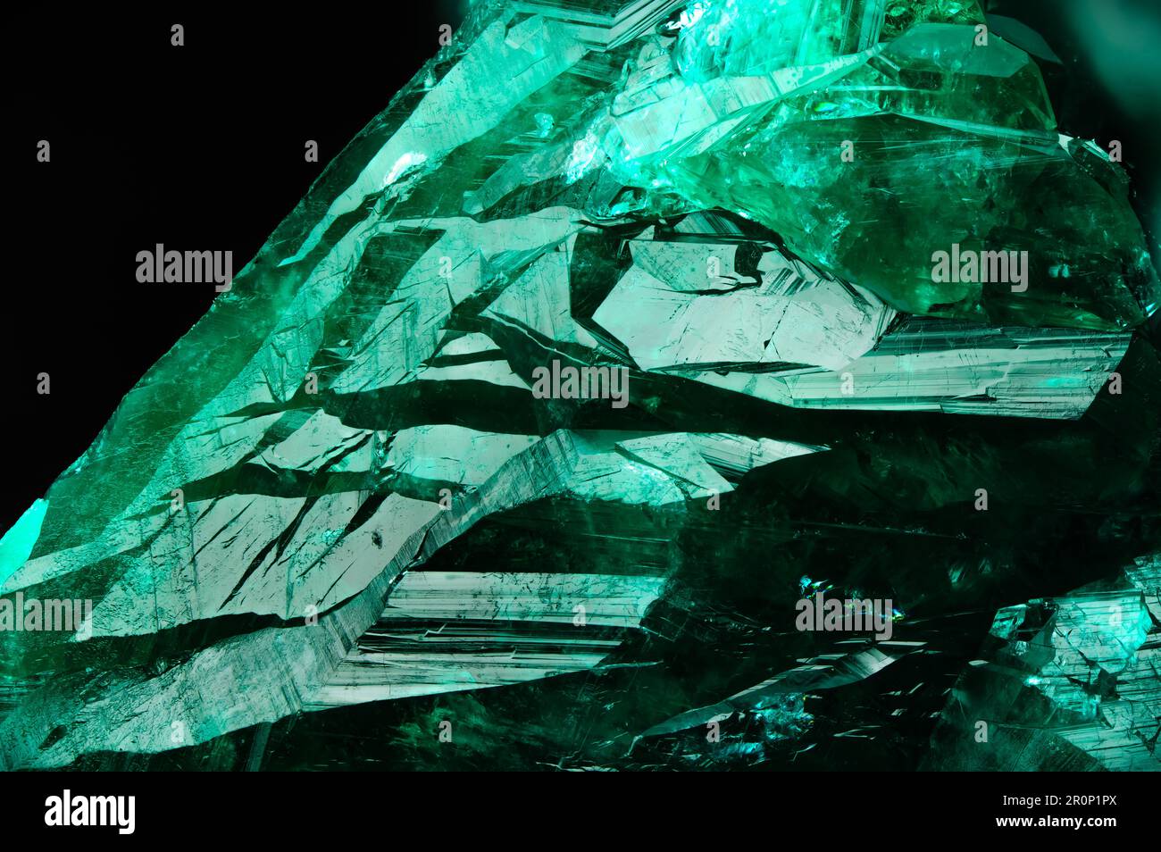 Dioptase crystal macro detail texture background. close-up raw rough ...