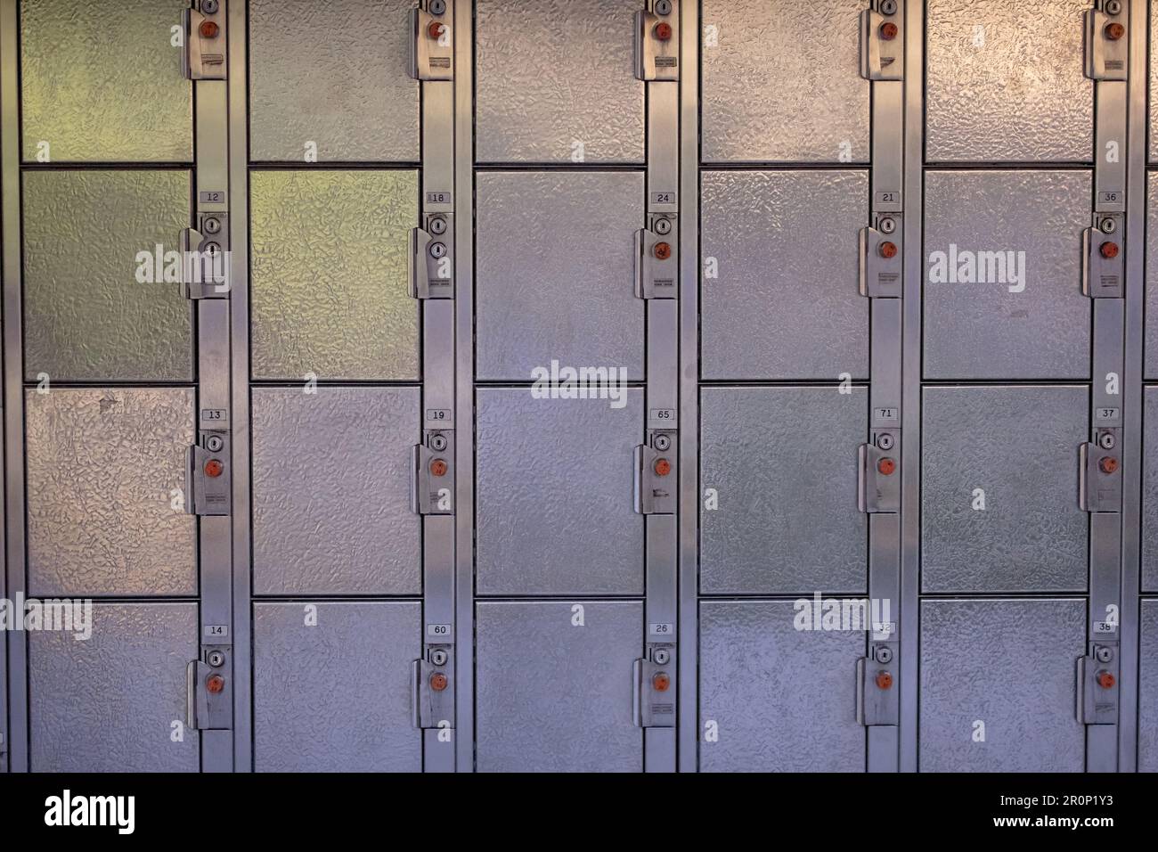 A view of a set of rental lockers, as a background Stock Photo - Alamy