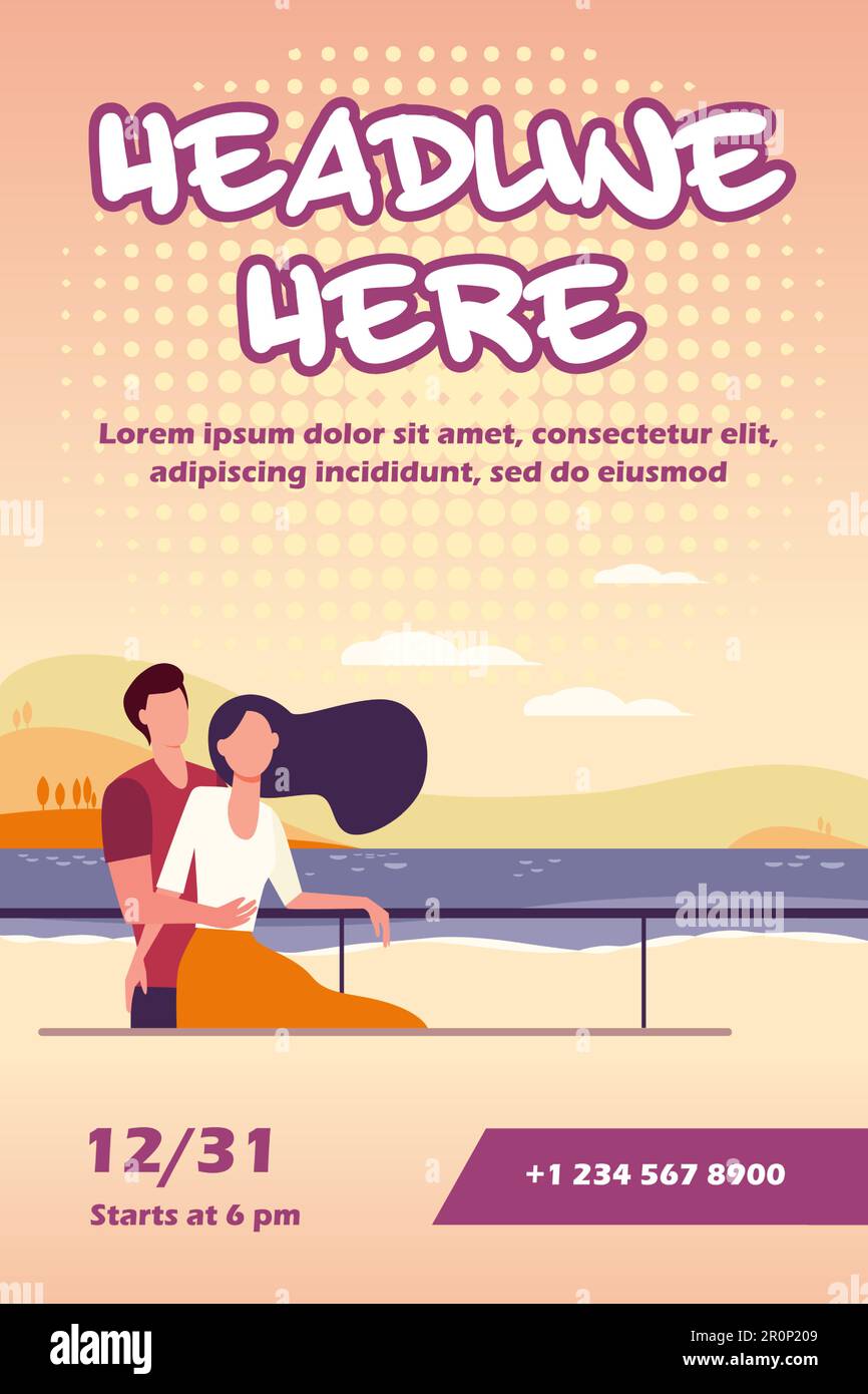 Couple standing beach outdoors Stock Vector Images - Alamy