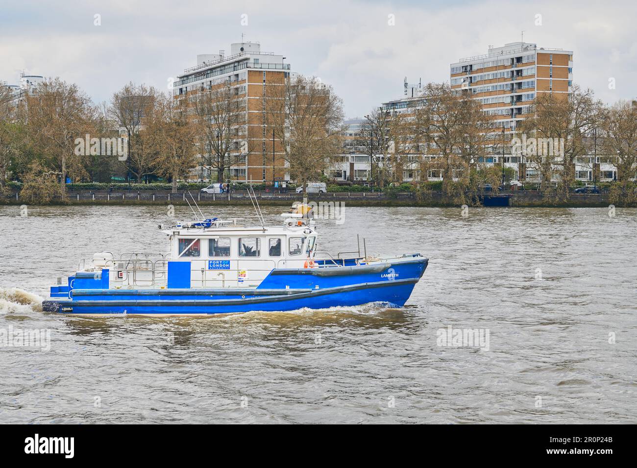 A Port of London patrol boat on the river Thames, London, England Stock ...