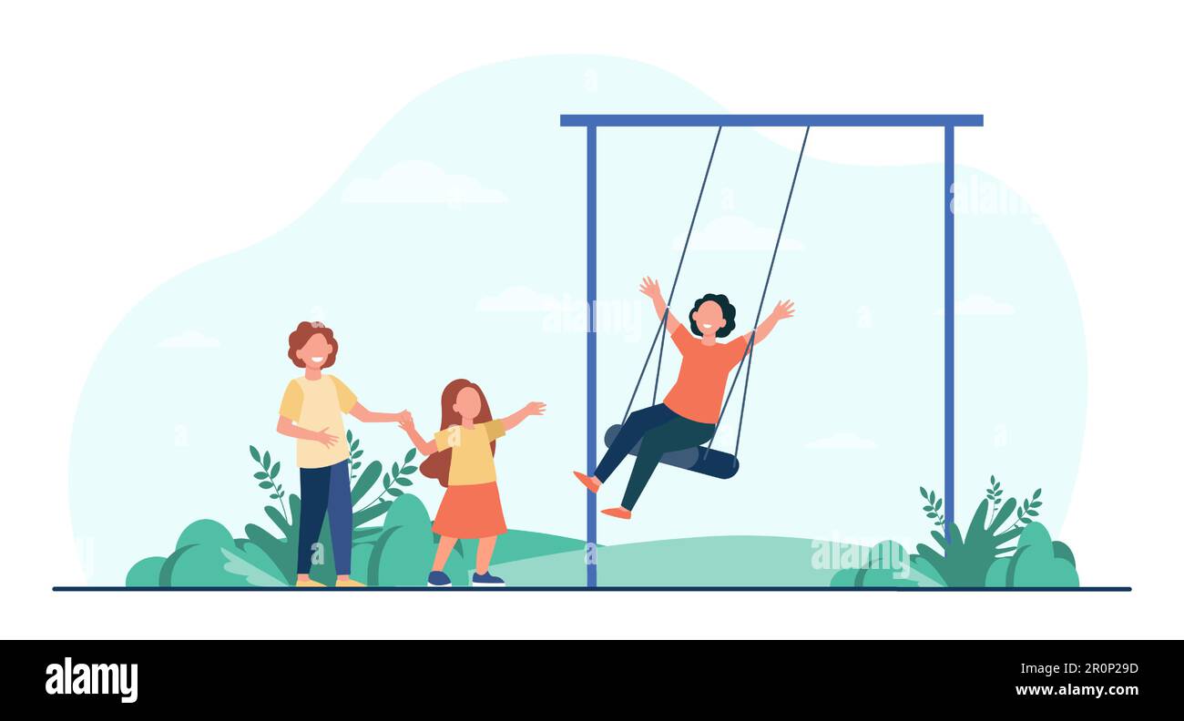 Illustration kid on swing hi-res stock photography and images - Alamy