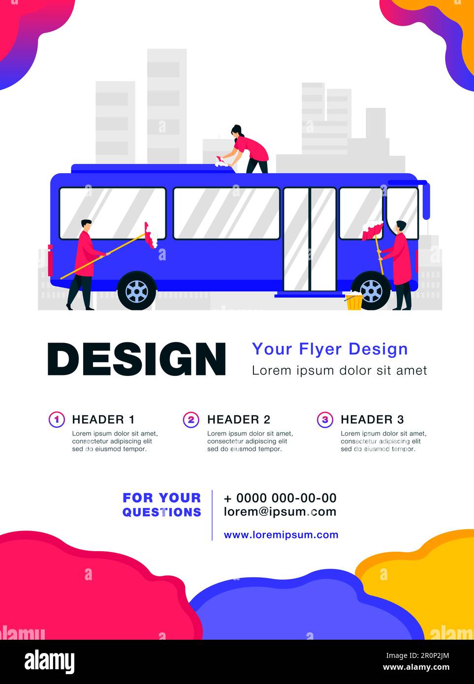 Workers cleaning and washing bus Stock Vector Image & Art - Alamy