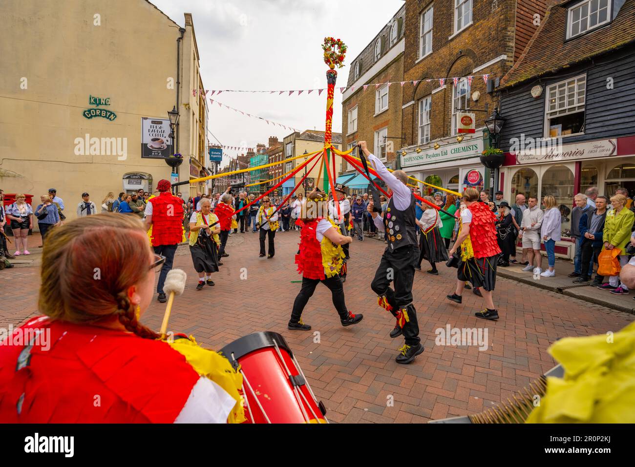 May pole dancers in Rochester High street during the 2023 Sweeps ...