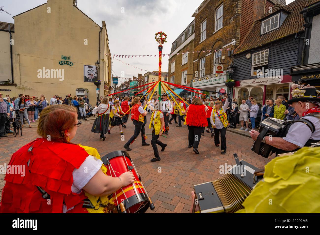 May pole dancers in Rochester High street during the 2023 Sweeps ...