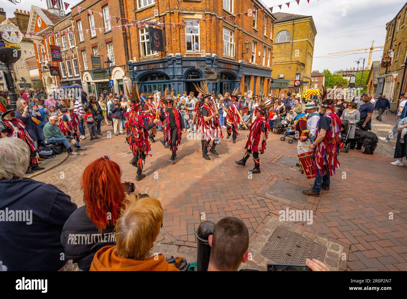 Morris dancers in Rochester High street during the 2023 Sweeps Festival ...