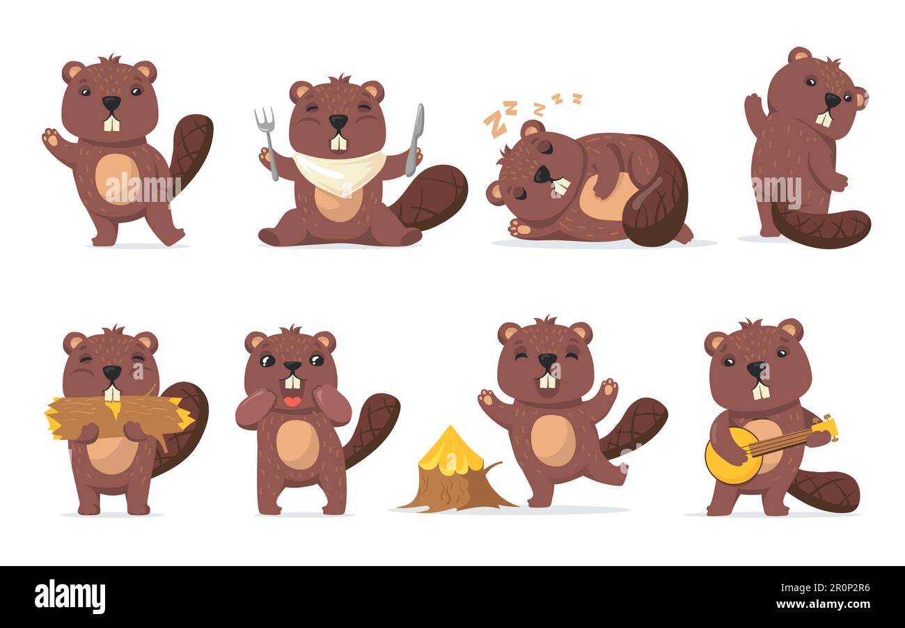 Funny beaver set Stock Vector Image & Art - Alamy