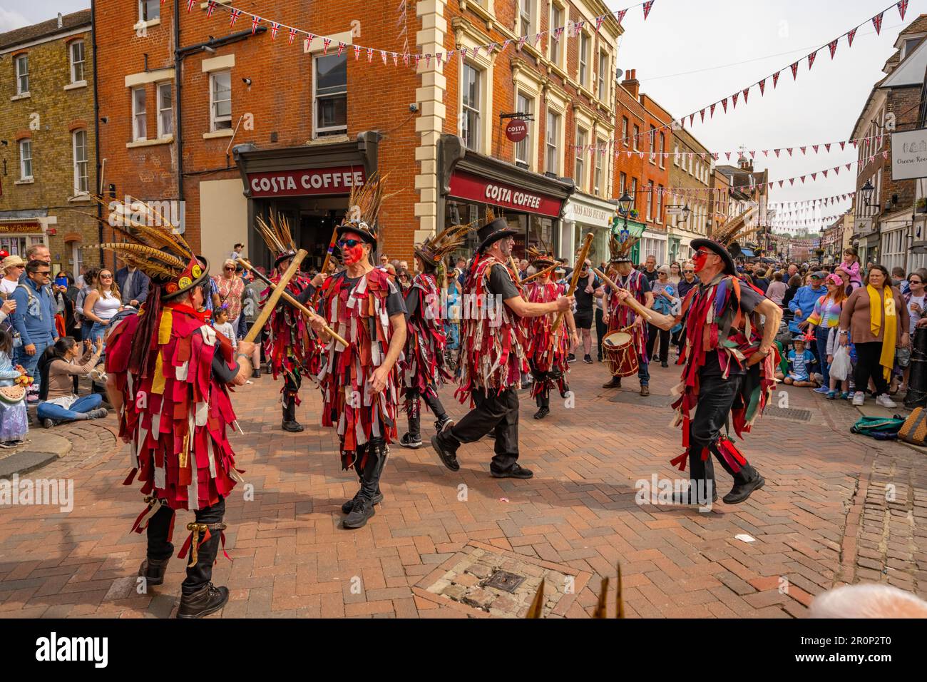 Morris dancers in Rochester High street during the 2023 Sweeps Festival ...