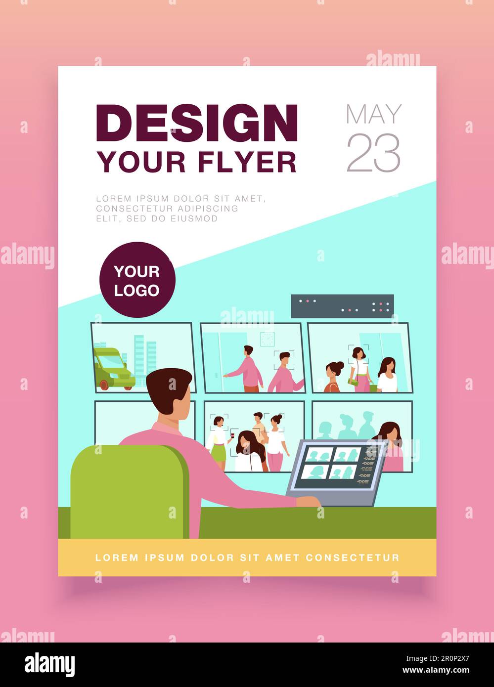 Guard service man sitting at control panel Stock Vector Image & Art - Alamy