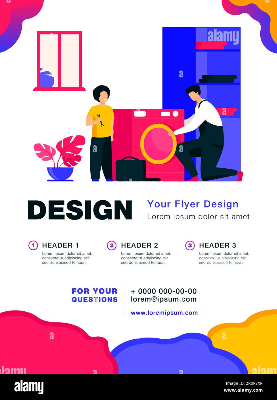 Father fixing washing machine and child helping him Stock Vector Image ...