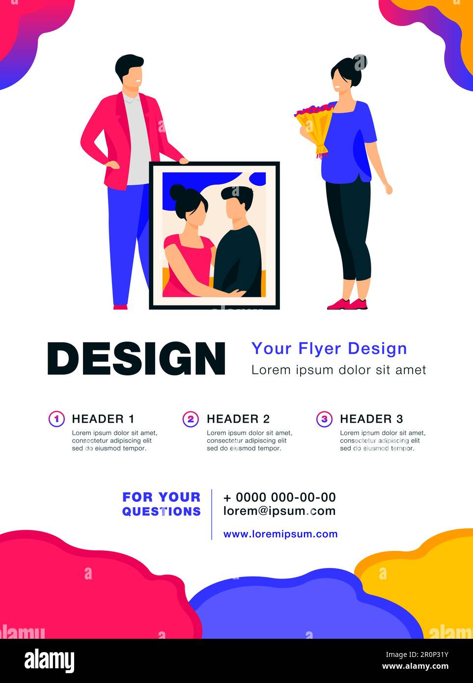 Happy man giving portrait of couple to his girlfriend Stock Vector ...