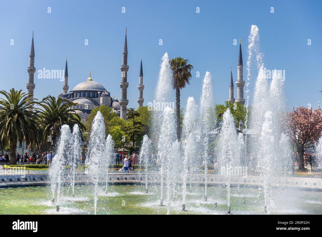 ISTANBUL, TURKEY - MAY 9, 2023: Daily life with tourist visiting Blue ...